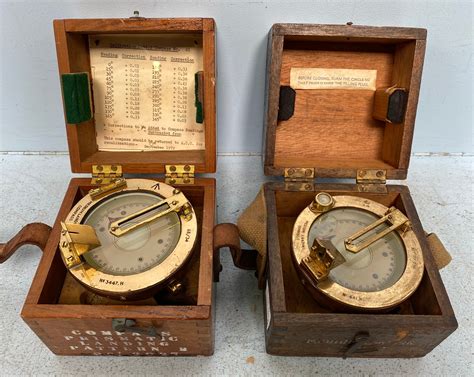 Two Various Brass Adnirlaty Pattern Medium Landing Compasses In Fitted