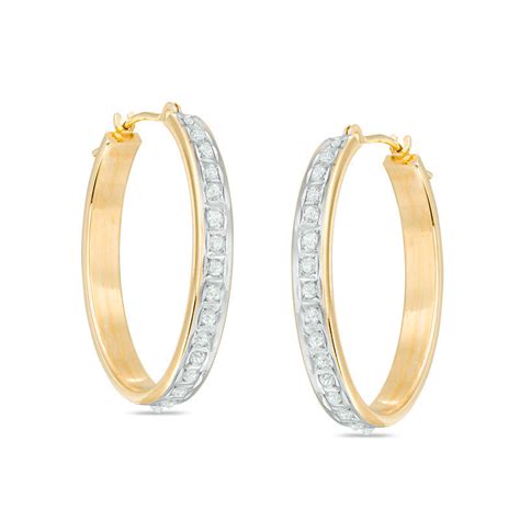 Diamond Fascination™ Oval Hoop Earrings In 14k Gold Zales
