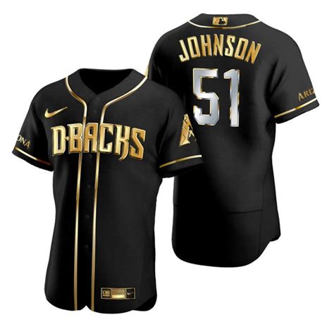Mens Arizona Diamondbacks 51 Randy Johnson Nike Black Golden Edition