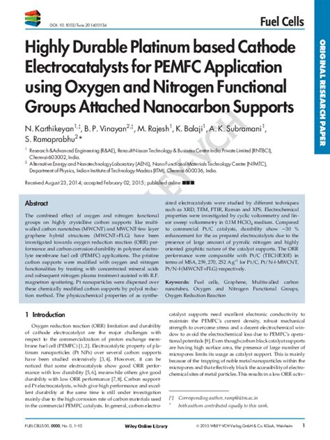 Pdf Durable Platinum Electrocatalysts On Functionalized Nanocarbon