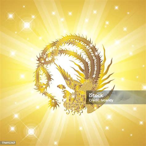 휘닉스 골든 배경기술 불사조에 대한 스톡 벡터 아트 및 기타 이미지 불사조 금 금속 금색 Istock