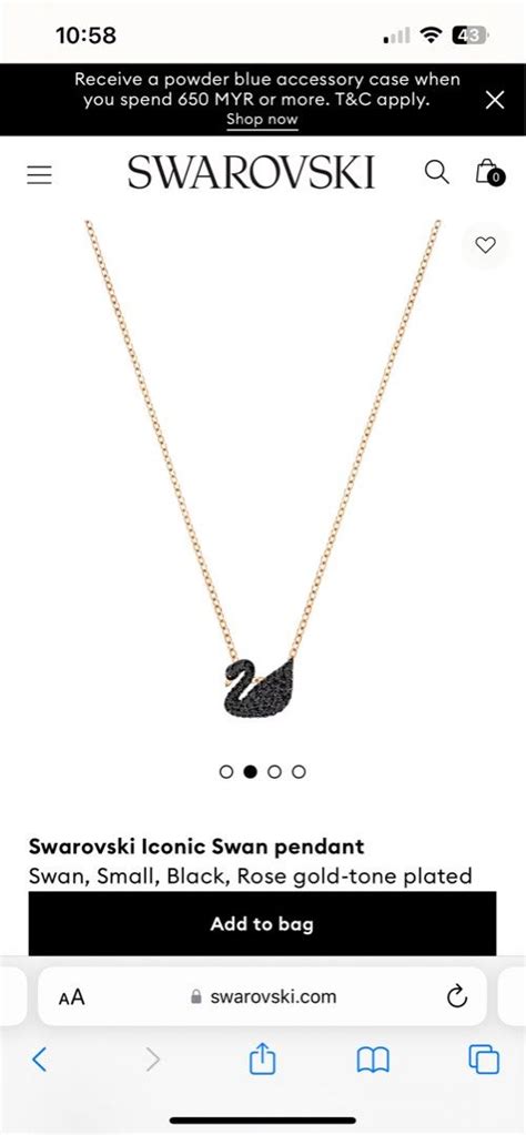 Swarovski Iconic Swan Pendant Necklace Luxury Accessories On Carousell