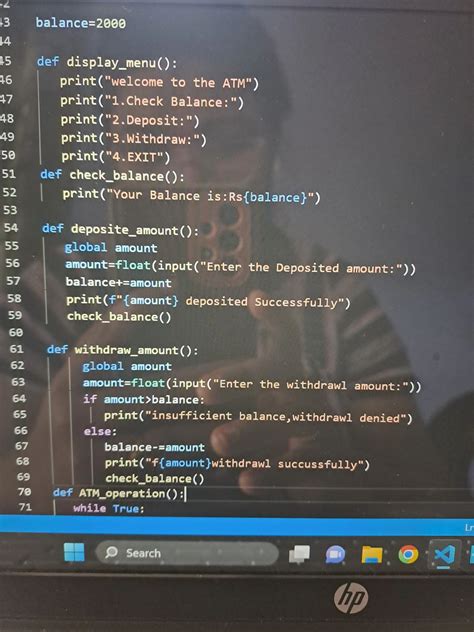 Sirisha Reddy On Linkedin Task 21 Atm Programme Using Functions Kiran