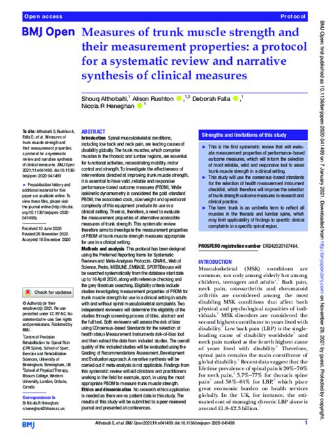 Pdf Measures Of Trunk Muscle Strength And Their Measurement