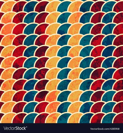 Colored Semicircle Seamless Pattern With Grunge Vector Image