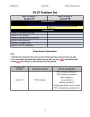 PS V Pdf ENGR Fall PS Problem Set PS Problem Set DUE BY THE START OF DUE BY