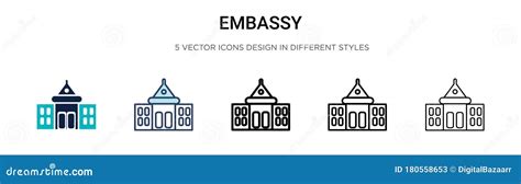 Embassy Icon In Filled Thin Line Outline And Stroke Style Vector Illustration Of Two Colored