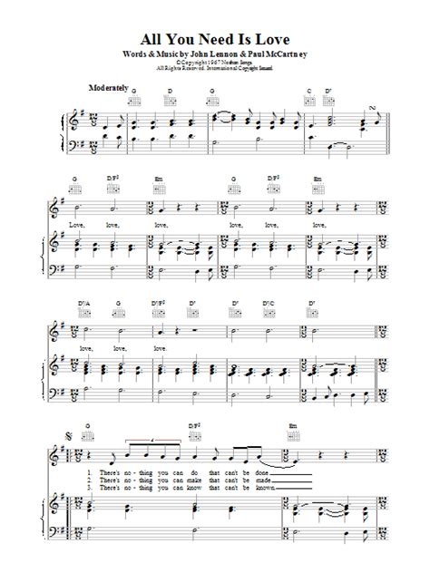 All You Need Is Love Sheet Music Direct