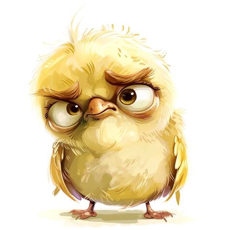 Grumpy Cute Bird Sticker Clipart Ai Generated Stock Illustration