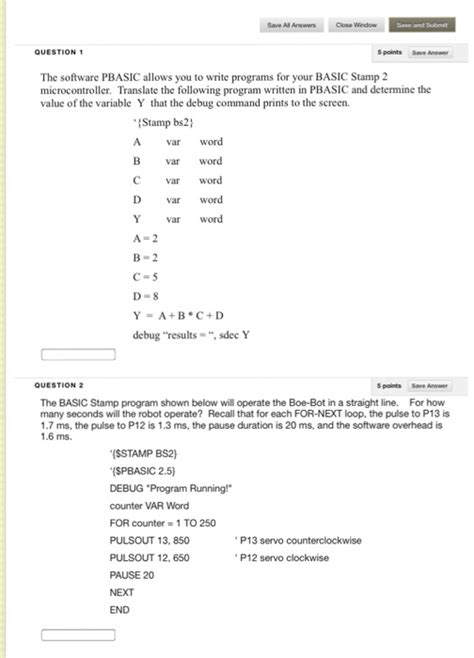 Solved The Software Pbasic Allows You To Write Programs For Chegg