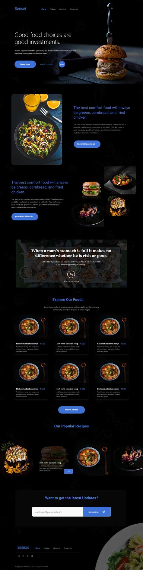 Restaurant Landing Page Ui Design Behance