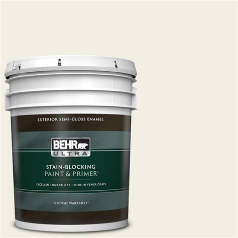BEHR ULTRA 5 Gal PPU10 13 Snowy Pine Semi Gloss Enamel Exterior Paint