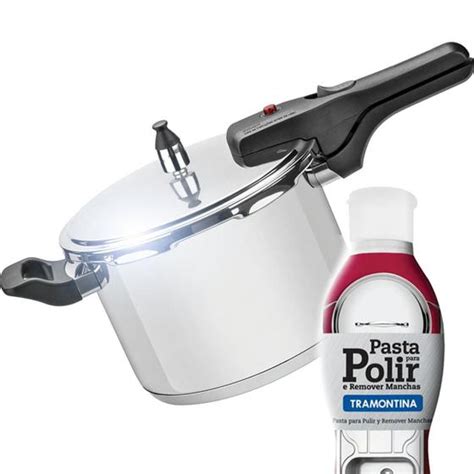 Panela Brava Aço Inox 4 5 Litros Fundo Triplo C Pasta Polir