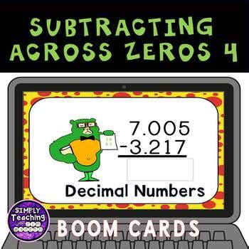 Subtracting Across Zeros With Decimals 4 Digital Boom Cards By Jim Hansen