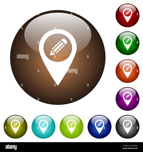 Edit Gps Map Location White Icons On Round Color Glass Buttons Stock Vector Image And Art Alamy