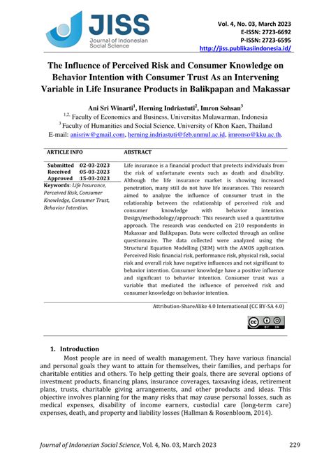 Pdf The Influence Of Perceived Risk And Consumer Knowledge On Behavior Intention With Consumer