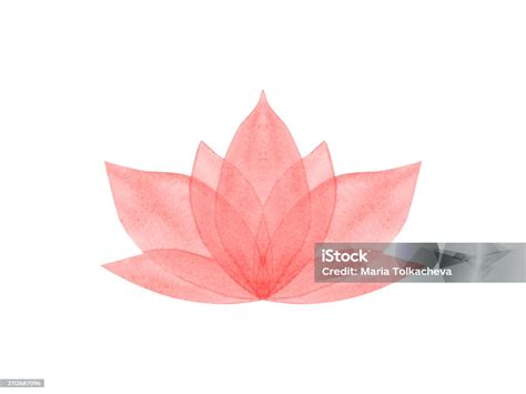 추상 피는 연꽃 기호입니다 수련으로 그린 손입니다 단순히 빨간 꽃 로터스 아이콘입니다 기하학적 모양 수채화 양식화 된 그림은