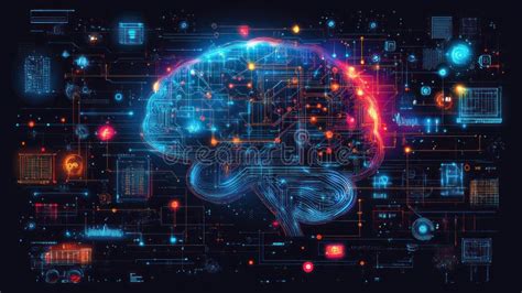 Digital Brain A Neural Network Visualization Stock Illustration