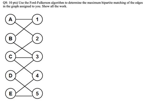 Solved Q8 10 Pts Use The Ford Fulkerson Algorithm To