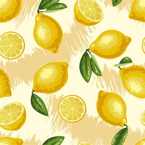 Un Motif De Citrons Sur Un Fond De Rayures Vecteur Premium