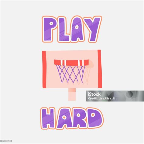 농구 테두리의 벡터 그림 흰색에 격리 농구 림 벡터 플랫 아이콘으로 플레이에 대한 글자 도 하드 농구 팀 클럽 활동적인 스포츠 훈련을위한 하드 연주 레터링 가장자리에 대한