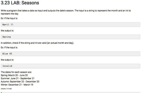 SOLVED Texts CODE WITH C PLEASE 3 23 LAB Seasons Write A Program