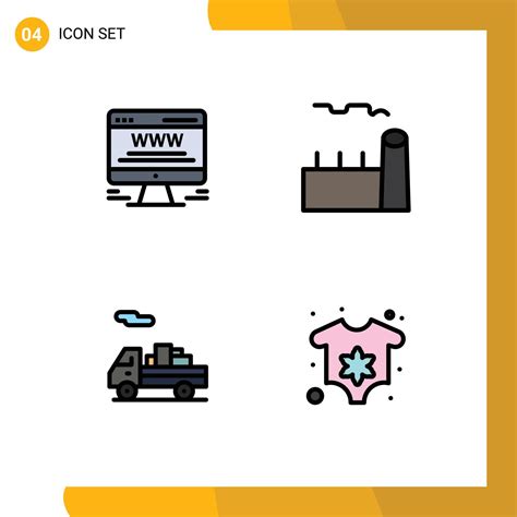 Filledline Flat Color Pack Of 4 Universal Symbols Of Advert Delivery Web Advert Cooling Tower