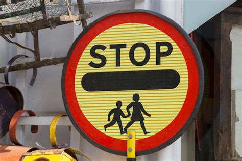 Premium Photo Closeup Of School Crossing Sign