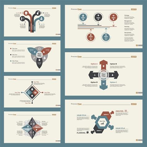 Free Vector Seven Workflow Slide Templates Set