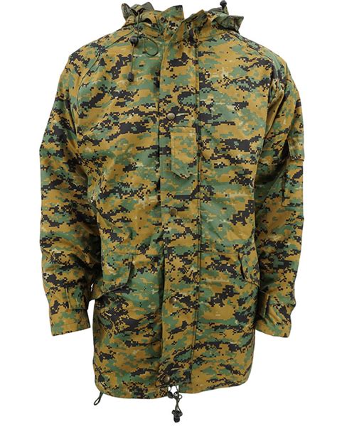 Green Digital Camouflage Military Style Tactical Rain Coat With Pu