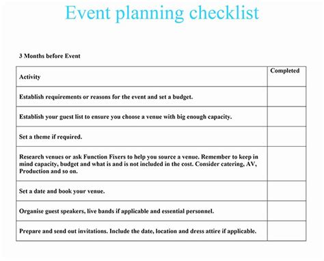Event Venue Checklist Template