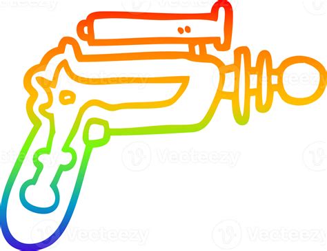 Rainbow Gradient Line Drawing Of A Cartoon Ray Gun 40550935 Png