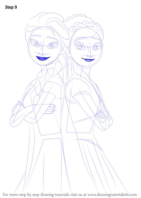 How To Draw Elsa And Anna From Frozen Fever Frozen Fever Step By Step
