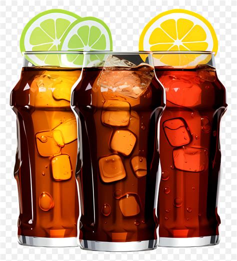 Realistic Soft Drink Assorted Iced Drinks With Lemon And Lime Png