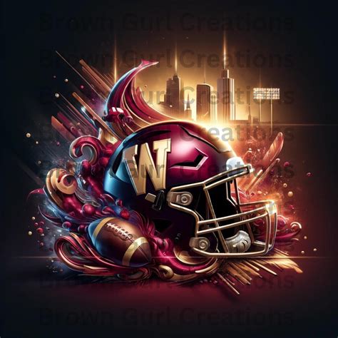 Washington Commanders Inspired Digital Print Burgundy And Gold Football Helmet Etsy