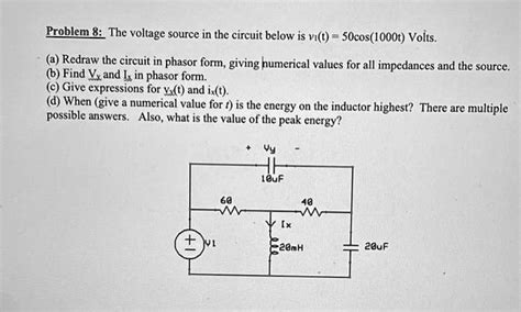 Problen The Voltage Source In The Circuit Below Is Vit Socosooot Volts