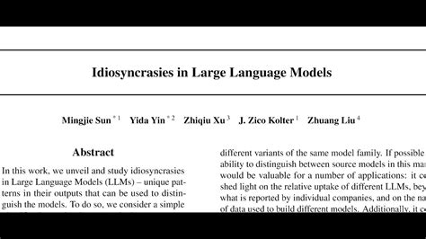 Idiosyncrasies In Large Language Models Youtube