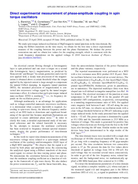 Pdf Direct Experimental Measurement Of Phase Amplitude Coupling In