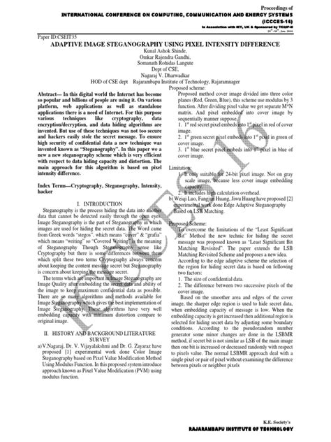 Adaptive Image Steganography Using Pixel Intensity Difference Pdf