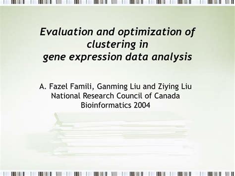 Ppt Evaluation And Optimization Of Clustering In Gene Expression Data Analysis Powerpoint