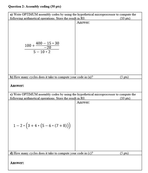 Solved Assume That You Have A Hypothetical Microprocessor