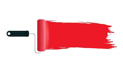 Pincel De Rolo De Ilustração Com Tinta Vermelha Vetor Premium