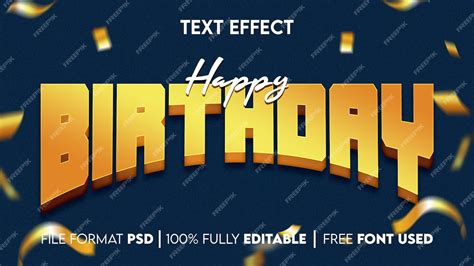 Premium Psd Happy Birthday Editable Text Effect With Blue Background