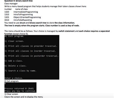 Question 4 Binary Search Tree Class Manager Write A