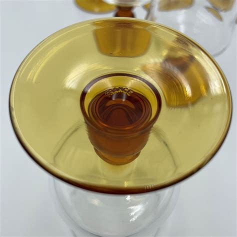 Six Amber Stem Wine Glasses 125cm Relove Oxley Vintage Vinyl