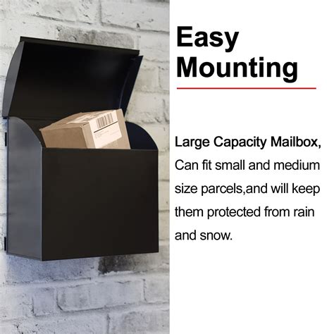 Nach Baxter High Capacity Parcel Mailbox Black Wall Mount Mailboxes
