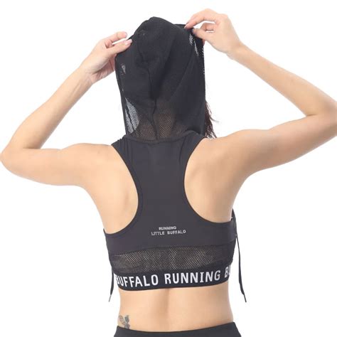 Womens Fitness Yoga Sports Bra Gym Running Hooded Tank Top Athletic