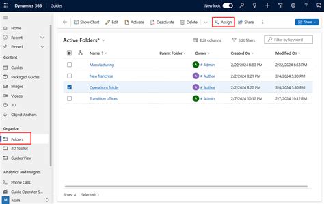 Assign Ownership Of A Guide Or Folder In Dynamics 365 Guides Dynamics 365 Mixed Reality
