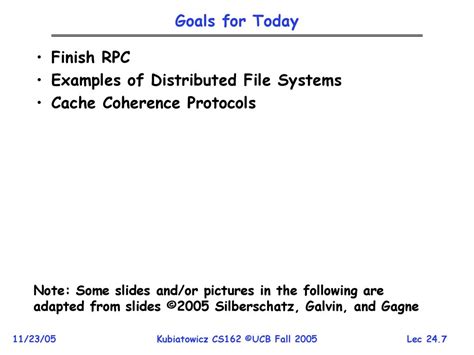 CS162 Operating Systems And Systems Programming Lecture 24 Distributed