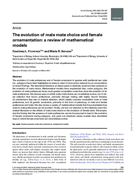 Pdf The Evolution Of Male Mate Choice And Female Ornamentation A